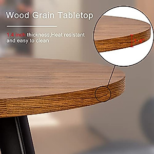 Comfy to go Round Dining Table, 31.5" Small Kitchen Table for 2-4 Person, Mid Century Modern Dining Table with 1.4" Thickness Wood Grain Tabletop for Dining, Living Room, Small Space (Brown)