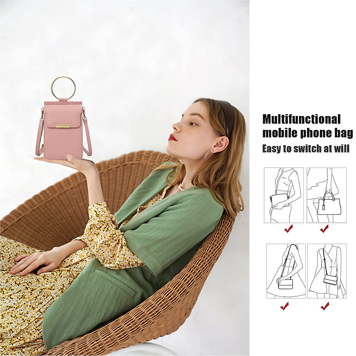 myfriday Lightweight Crossbody Phone Bag for Women, Small Shoulder Bag Cell Phone Wallet Purses and Handbags with 14 Credit Card Slots