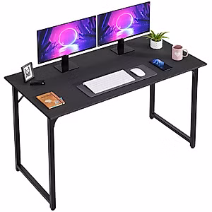 PayLessHere Computer Desk 47 inch Length Study Writing Table, Adjustable feet, Modern Furniture for Home Office, Brown