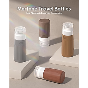 Morfone 16 Pack Silicone Travel Bottles Set for Toiletries TSA Approved Travel Containers Leakproof Squeezable Refillable Travel Accessories 2oz 3oz for Shampoo Conditioner Lotion Liquids (Brown)
