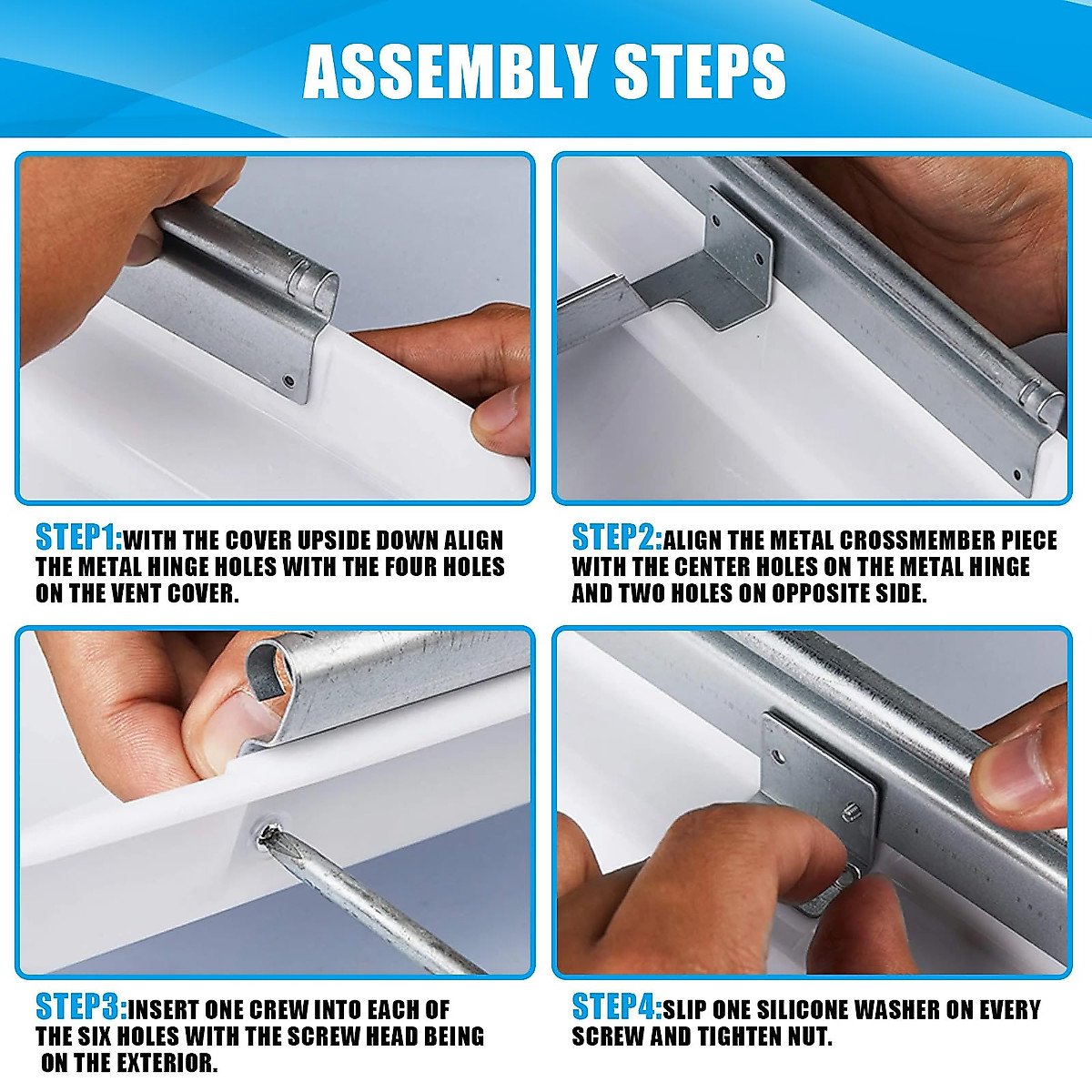 Jack Boss 2 Pack Set Roof Vent Cover, 14 Inch Replacement Vent Lid for Inside RV Trailer Camper Motorhome, White