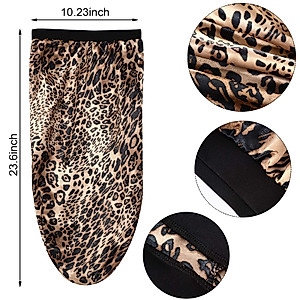 2 Pieces Sleeping Bonnet for Braids, Long Satin Bonnet Sleep Cap Soft Elastic Band Loose Cap Bonnets for Long Hair, Braids, Dreadlocks, Curly Hair (Leopard Print)