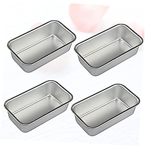 UPKOCH 4pcs Mini Oven Stainless Steel Bakeware Mini Cake Molds Bread Toast Mould Loaf Pan for Meatloaf Baking Bread Kitchen Supplies Household Baking Plate Small Bread Brownie Tray Muffin