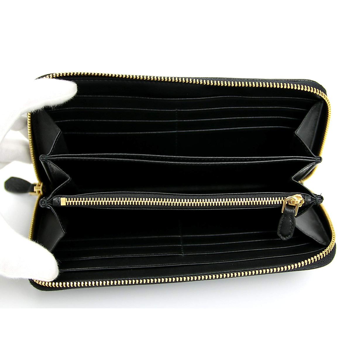 Prada Women's Black Leather Long Wallet 1ml506 Vitello Move Nero Zip Around