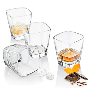 Barski - European Glass - Square - Double Old Fashioned Tumbler Glasses - Uniquely Designed - Set of 6-11 oz. - Made in Europe