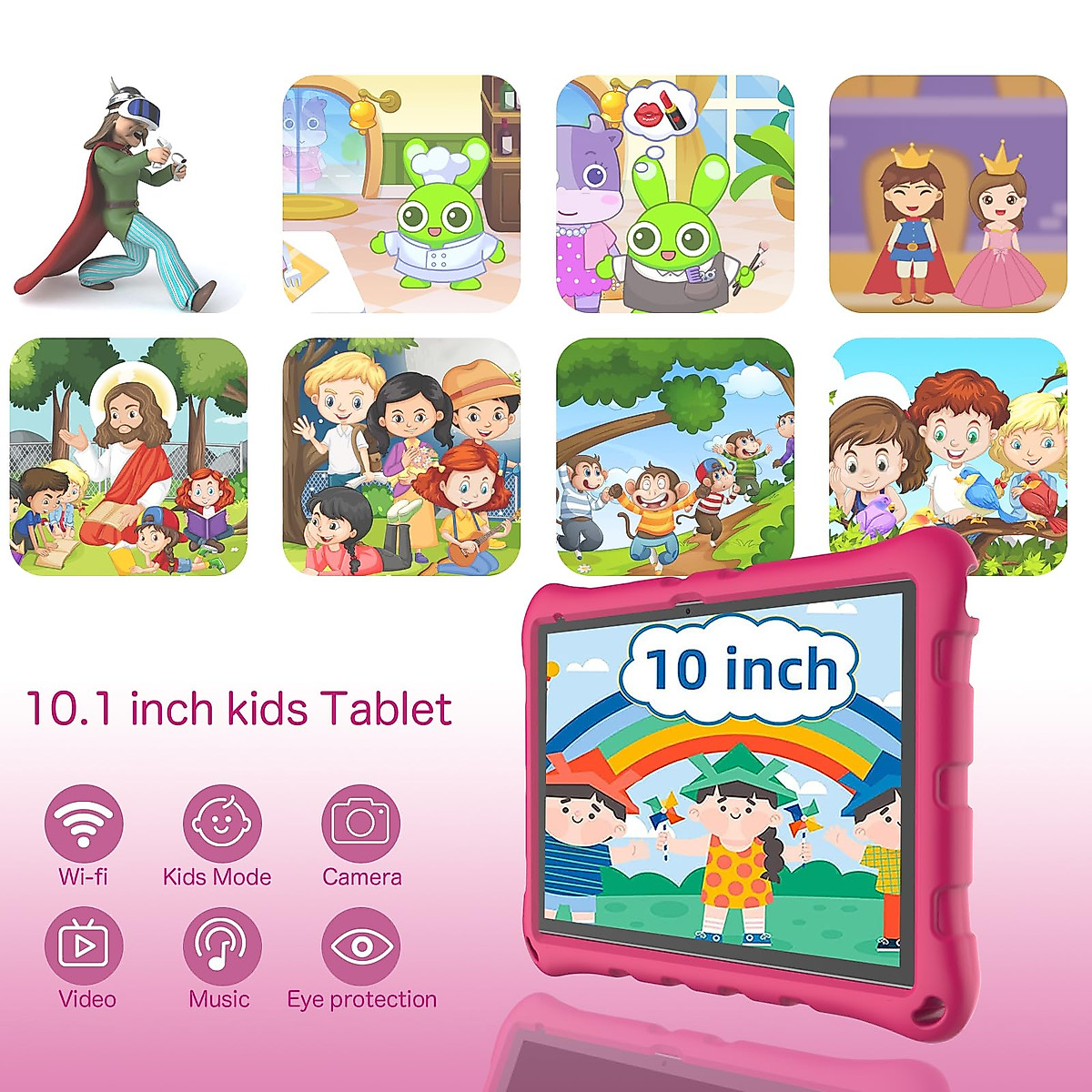 IWEGGO Kids Tablet 10 inch, Android 11 Tablet for Kids, 2GB RAM+32GB ROM, 1280X800 IPS HD Display, Games, Parental Control, 8MP Dual Cameras, Tablets PC with Case, Toddler Tablet for Girls Aged 3-15