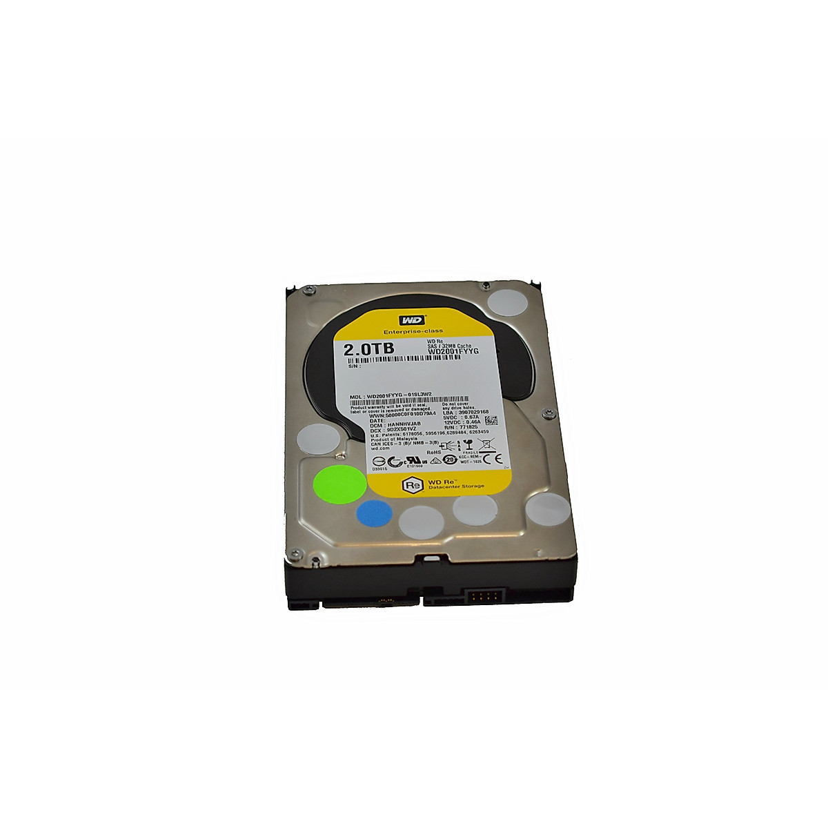 WD RE SAS 2 TB Enterprise Hard Drive: 3.5 Inch, 7200 RPM, SAS, 32 MB Cache - WD2001FYYG