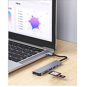 navor USB C Hub 6 in 1 with 4K HDMI Resolution, 87W PD, 1 USB 3.0 & 1 USB 2.0, TF/SD Reader, Compatible with All Type-C Channel Computers, Thunderbolt 3/4, Samsung S8, S9, S10, Huawei10, mate10pro