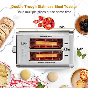 Toaster 2 slice, whall Stainless Steel Toasters with Bagel,Cancel,Defrost Function,Removable Crumb Tray,1.5in Wide Slot,6 Bread Shade Settings,for Various Bread Types (850W)