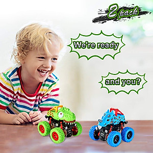 LODBY Dinosaur Trucks Toys for Kids 3-5 Year Old Boys, Friction Powered Dino Vehicles Toys for Age 3-5 Year Old Boys Birthday Gifts, Dinosaur Car Train for Kids Outdoor Toys for Toddlers Boy Age 2-6