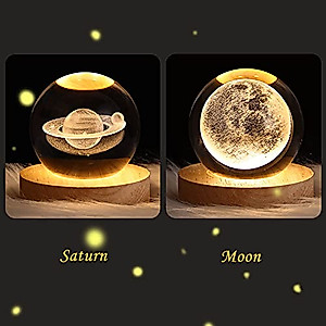 GIMURM Christmas Gift,Crystal Glass Light,Night Light,Light Lamp,Glass Lamp,Ball Lamp,Warm Lighting,Night Light Lamp,Space Lamp,Moon Lamp,Warm Light Lamp (Moon)