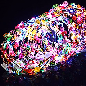 180 Pieces LED Flower Crown Headbands Bulk Multicolor Light up Floral Wreath Crowns Flower Hair Garlands Headdress Crowns for Women Girls Hair Accessories Wedding Holiday Festival Christmas Party