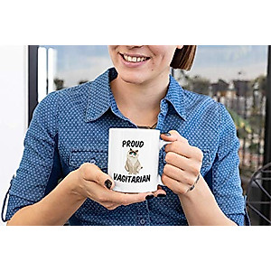 Funny LGBT Mugs. Proud Vagitarian 11 ounce Lesbian Coffee Mug. Cup Idea for Gay Girlfriend or Friend on Her Birthday or Anniversary. (White)