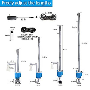 boxtech Upgraded Electric Aquarium Cleaner, 12V DC/28W Auto Fish Tank Gravel Cleaning kit 6 in 1 Change Water and Wash Sand Filter for Aquarium 10-200 Gallon