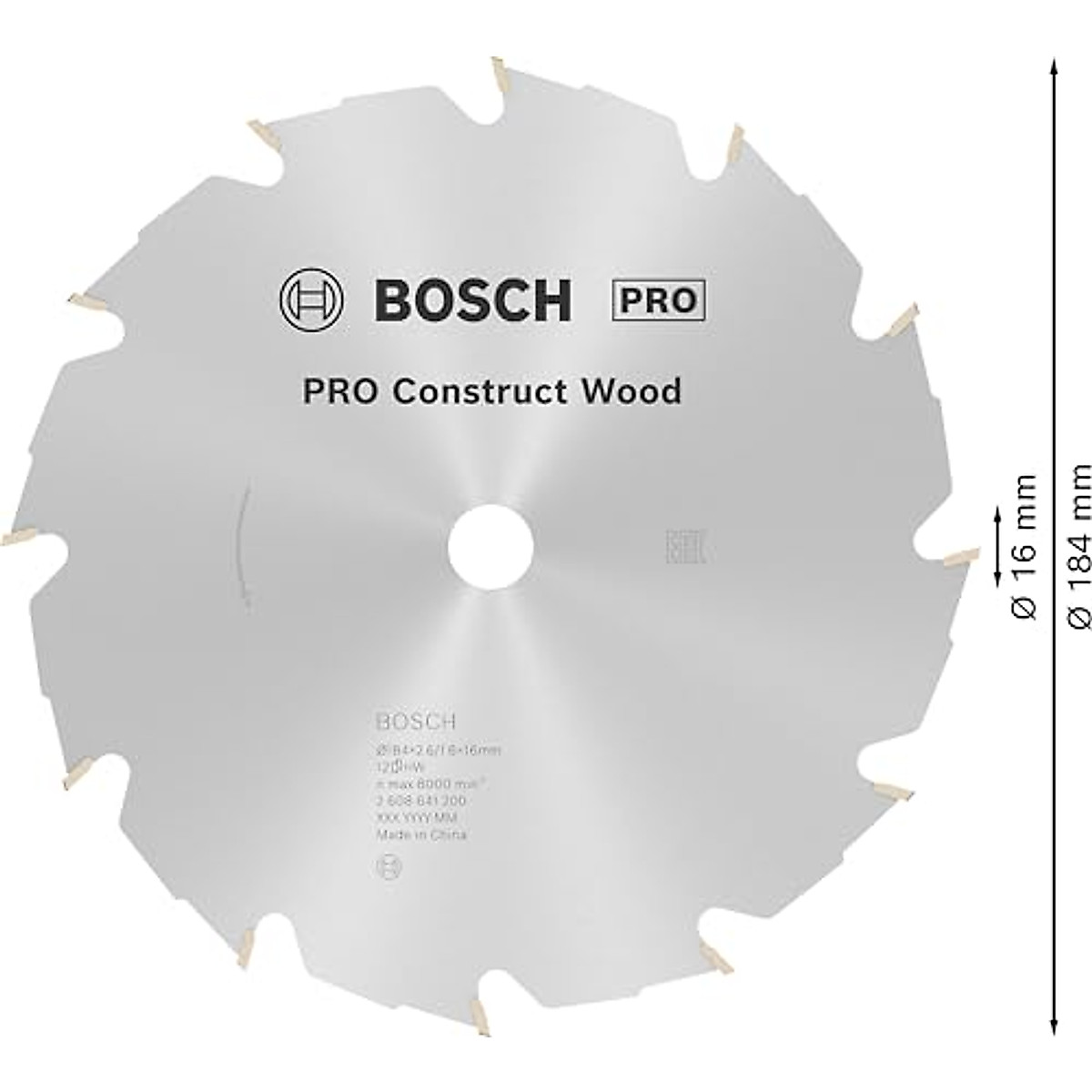 Bosch 2608641200 Circular Saw Blade "Top Precision" Cwwoh 7.24inx16mm 12T