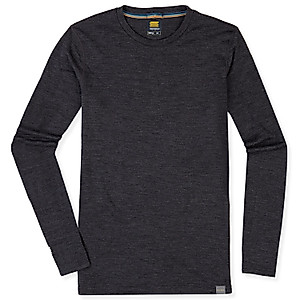 MERIWOOL Mens Base Layer - 100% Merino Wool Midweight Long Sleeve Thermal Shirt Charcoal Gray
