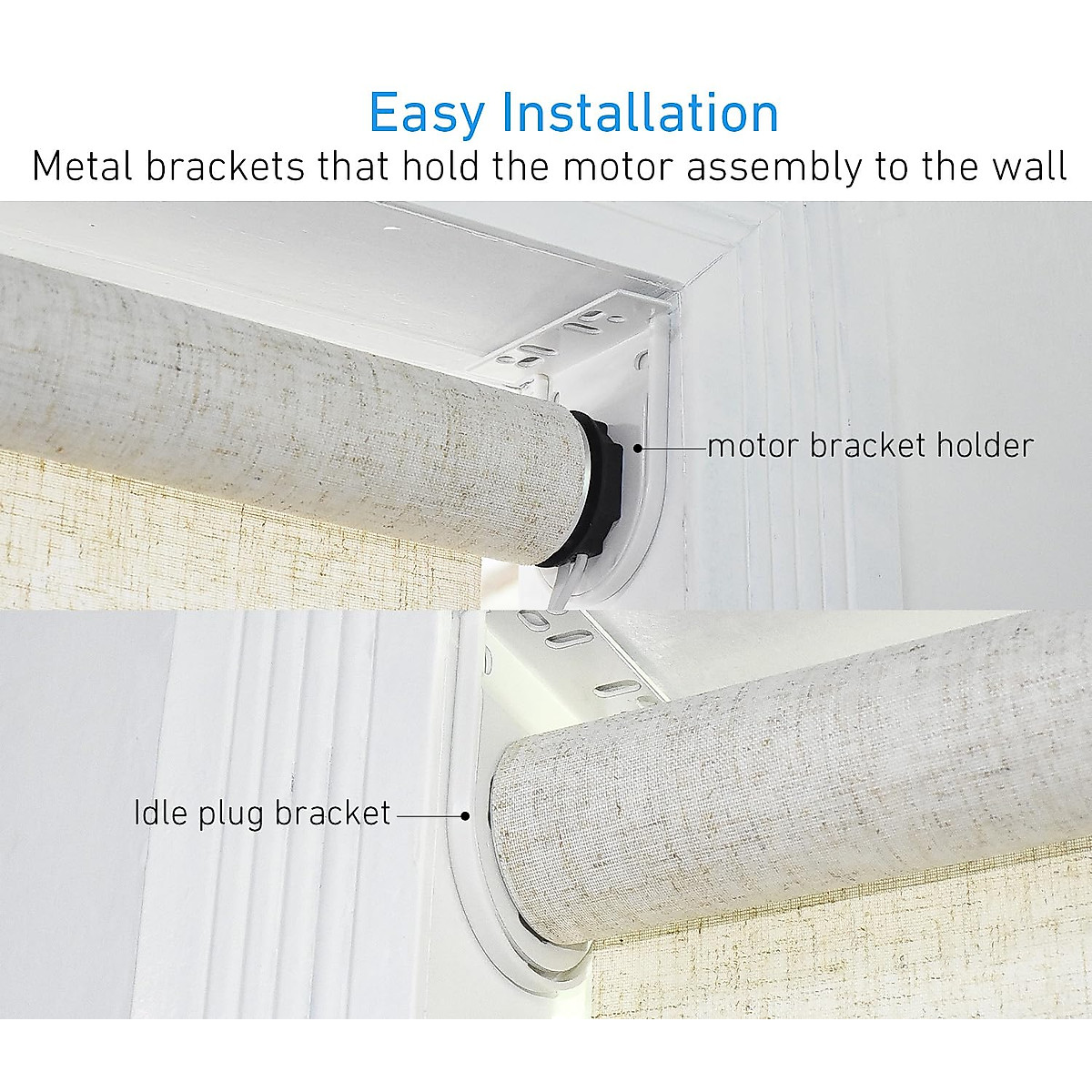 Rollerhouse 38/40mm Roller Blind Repair Kit, Mount Window Shade Brackets, Curtain Roller Blind Accessories for Electric Blinds with 1 1/2" Tube, 1 Pair, White