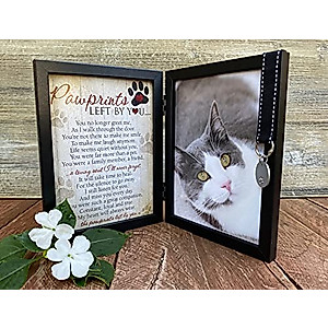 Pawprints Left By You Memorial 5x7 Frame for Cat with Pet Tag