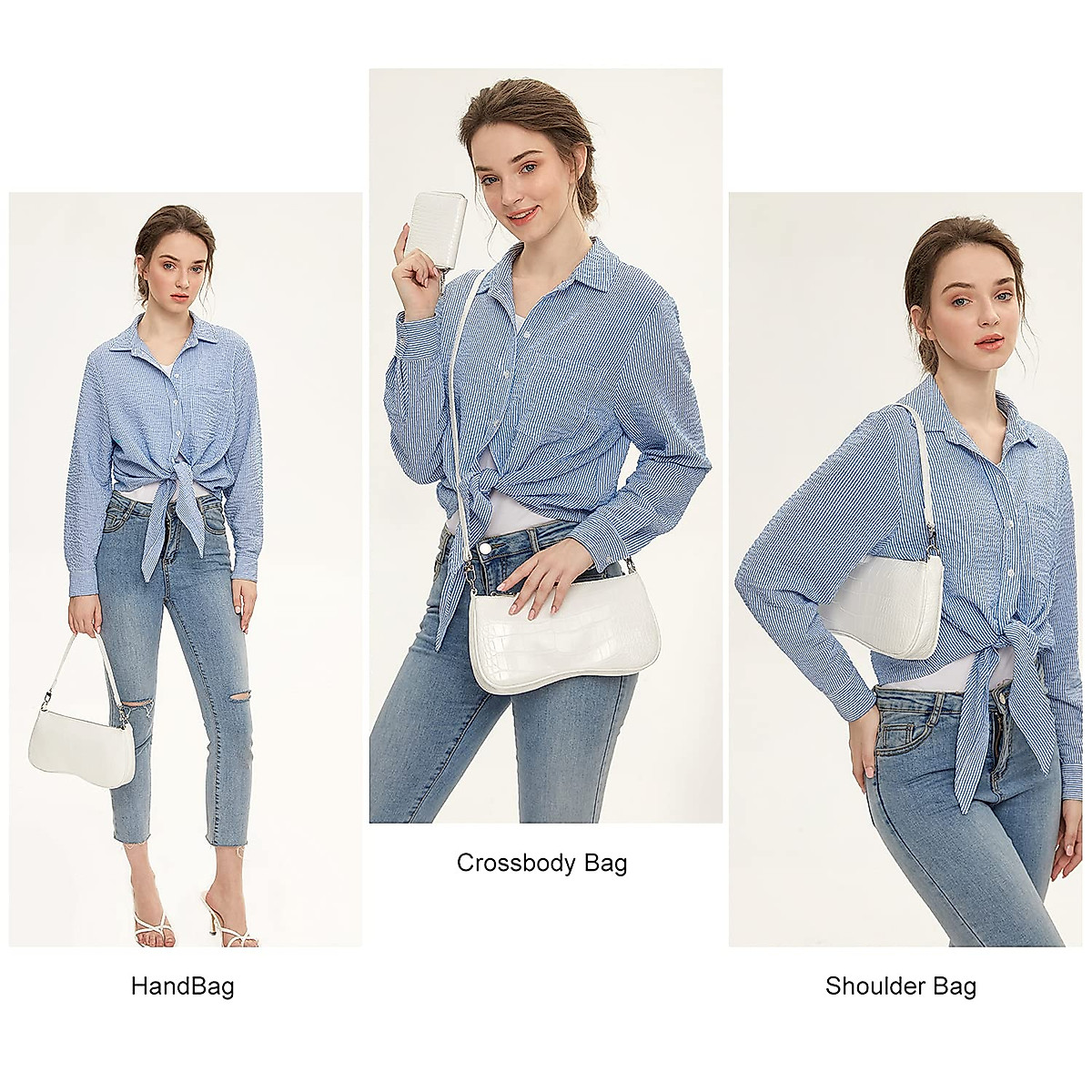 lapsting Shoulder Bag for Women 90s Trendy Purse Small Clutch Y2K Fashion Mini Black Handbag with Crossbody Strap Black