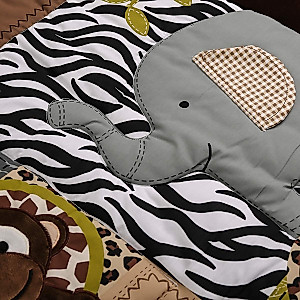 Brandream Jungle Crib Bedding Sets for Boys Elephant Animal Zoo Nursery Baby Bedding Set Zebra Giraffe Monkey Hippo Owl Bear 3D Pattern | 3-Piece Nursery Set | Baby Comforter, Crib Sheet, Crib Skirt