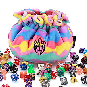 CardKingPro Immense - OCD Edition - Dice Bags with 15 Pockets - Rainbow & Pink - Capacity 200+ Dice - Great for Dice Hoarders [Patented Design]