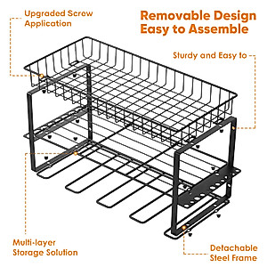 Power Tool Organizer, Power Tool Storage Rack with Basket, Heavy Duty Floating Tool Shelf, Wall Mounted Storage Rack, Garage Organizers and Storage, Perfect for Christmas Gift