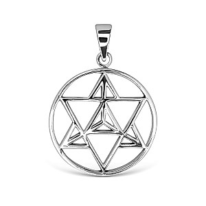 WithLoveSilver 925 Sterling Silver Celtic Merkabah Merkaba Geometry Star Metatron Tetrahedron Pendant