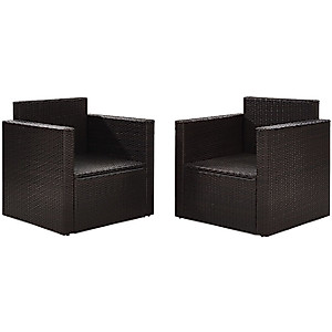 Crosley Furniture Palm Harbor 2-Piece Outdoor Chair Set, Wicker Patio Chairs for Conversation, Porch, Deck, Brown with Gray Cushions