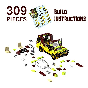 Tenhorses Jurassic Car Building Set, Dinosaur World Off-Road Vehicle Jurassic Movie Brick Toys (309 Pcs), Creative Gifts for Boy or Girs Kids Age 6+.