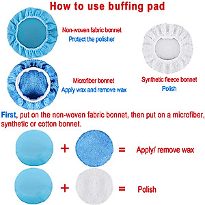 SIQUK 17 Pieces 7 Inch Buffing Pads Foam Polishing Pad Wax Buffer Polish Pads Bonnets Car Polishing Buffing Pad Buffer Attachment for Drill