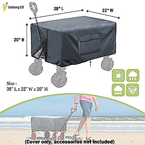 Iceberg Elf Waterproof Wagon Cover, Folding Wagon rain Covers 38" L x 22" W x 20" H, 600D Heavy-Duty Fabric, (Cover only, Accessories not Included) Grey