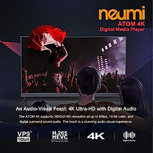 NEUMI Atom 4K Ultra-HD Digital Media Player for USB Drives and SD Cards - Plays 4K/UHD 60fps Videos, HEVC/H.265, HDMI and Analog AV, Automatic Playback and Looping Capability (Renewed)