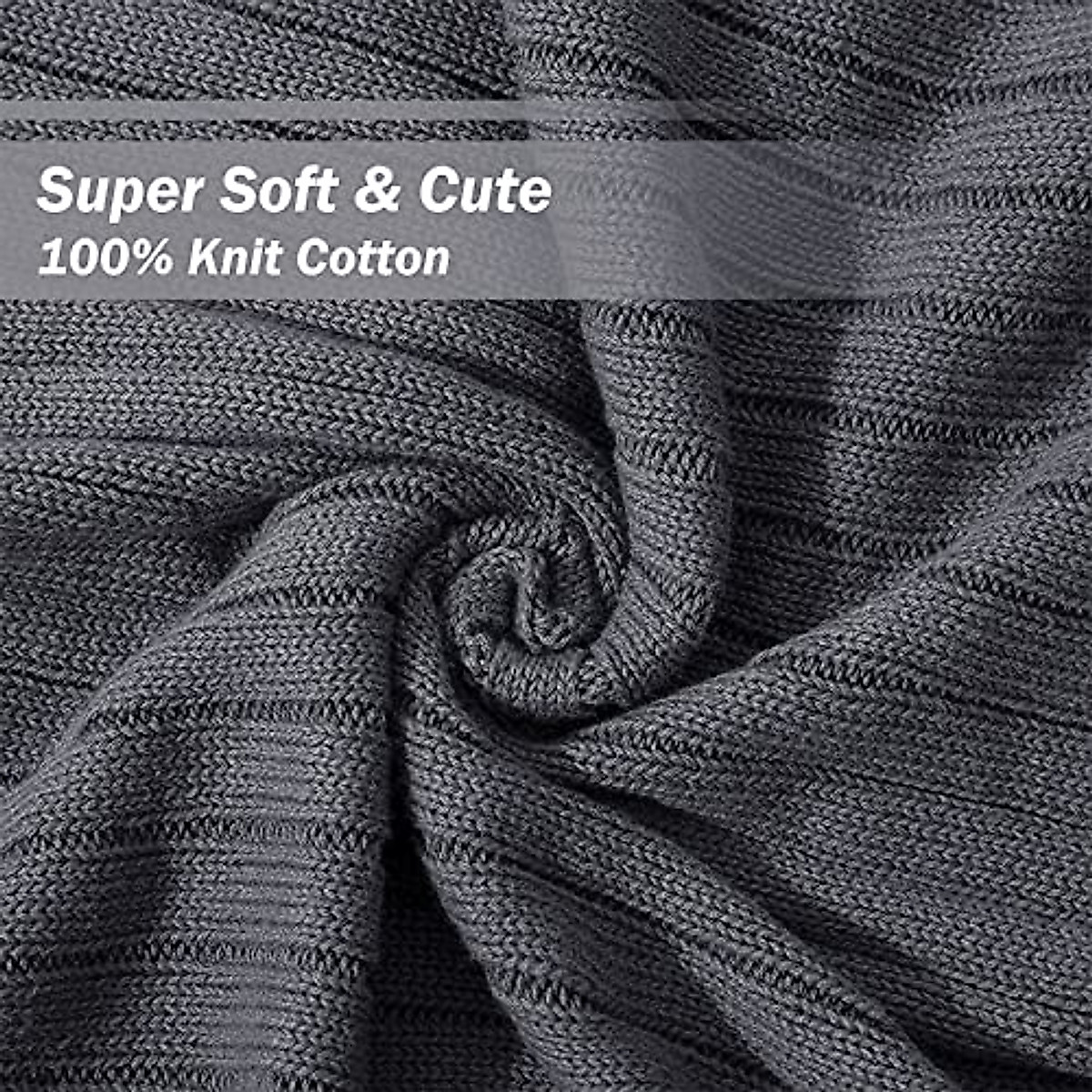 Fomoom Pom Pom Throw Blanket, Chunky Knit Pom Poms Throw Blanket, Decorative Knitted Cotton Blanket with Pompom Tassels for Gift (Dark Gray, 59"x79")