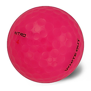 Nitro Long Distance Peak Performance Golf Balls (15PK) All Levels White Out 70 Compression High Velocity White Hot Core Long Distance Golf Balls USGA Approved-Total of 15-Hot Pink
