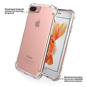 for iPhone 7 Plus Case, for iPhone 8 Plus Case, Matone Crystal Clear Shock Absorption Technology Bumper Soft TPU Cover Case for iPhone 7 Plus (2016)/iPhone 8 Plus (2017) - Clear