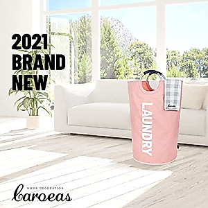 XX-Large Laundry Basket, Collapsible Fabric Hamper with Aluminum Handles, 115L, Tall Foldable Clothes Baskets, Easy Carry Bags, Hampers for Kids Bedroom, College Dorms (Pink)