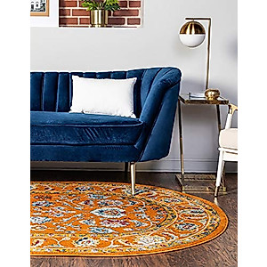 Rugs.com Aurelia Collection Rug – 5' x 8' Oval Orange Medium-Pile Rug Perfect for Living Rooms, Large Dining Rooms, Open Floorplans