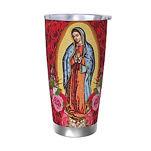 Our Lady Of Guadalupe Christmas Gifts Mexican Flag Virgin Mary Car Cup 20 Oz Stainless Steel Travel Cup - Double Wall Insulated Coffee Mugs With Splash-Proof Travel Mug