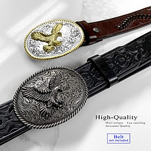 H8170 Western American Eagle Belt Buckle Fits 1-1/2"(38mm) Belt (Antique Silver)