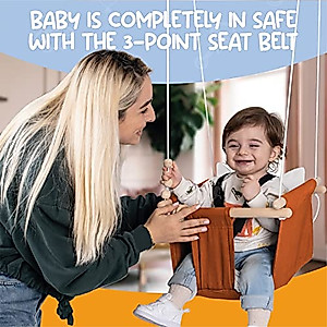 Canvas Baby Swing Seat with Safety Harness, Ceiling Hardwares, Storage Bag Toddler Swing Seat Indoor Toddler Swings for Outside Baby Swing Outdoor Infant Swing Outdoor Baby Swings for Infants Outdoor