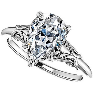 Moissanite World 1 CT Pear Colorless Moissanite Engagement Ring for Women/Her, Wedding Bridal Ring Set, Eternity Sterling Silver Solid Gold Diamond Solitaire 5-Prong Set for Her (9)