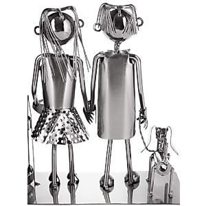 BRUBAKER Bottle Holder Wine - Couple with Dog - Decoration Object Metal - Bottle Stand with Greeting Card