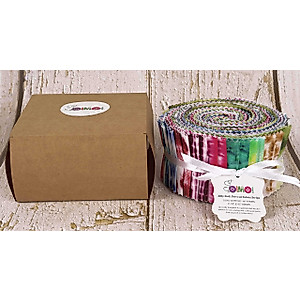 Soimoi 40Pcs Tie Dye Print Cotton Precut Fabrics for Quilting Craft Strips 2.5x42inches Jelly Roll - Multicolor