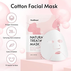 HealSmart 5 Pack Facial Mask Intensive 72 Hour Deep Hydrating & Instant Brightening Face Mask Sheet Improve Skin Clarity and Radiance, for All Skin Types, High Capacity, Made in Korea