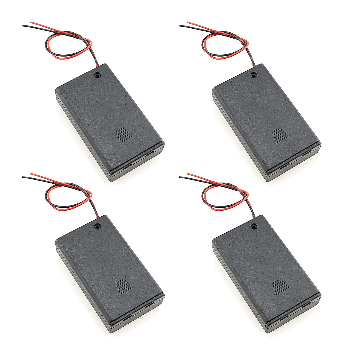 E-outstanding AAA Battery Case 4PCS 3 x 1.5V AAA Battery Case Holder,3 Slots x 1.5V AAA Battery Spring Clip Storage Box with ON/Off Switch and Wire Leads