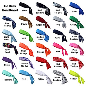 Headbands Tie on Headband for Women Men Running Athletic Hair Head Band Elastic Sports Sweat Basketball Sweatband Stetchy Yoga Workout Sweatbands Adjustable Non-Slip Moisture Wicking (Neon Yellow)