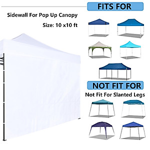 Joroamp Instant Canopy Tent Sidewalls for 10×10 Pop Up Canopy, Waterproof and UV Protection Canopy Sunwall, 1 Pack Straight Leg Canopy SideWall Only (White)