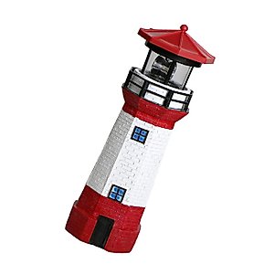 Abaodam 1Pc Solar Rotating Light Patio Lamps Outdoor Outside Patio Light Outdoor Patio lamp Garden Lighthouse Rotating Lighthouse Light Outdoor LED Solar Lights Revolving Light Shine Resin