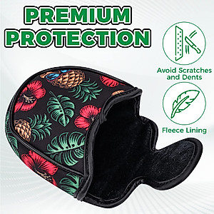 VIXYN Mallet Putter Cover - Cool Putter Cover - Mallet Putter Headcover - Fleeced Lined Putter Head Covers - Protective Golf Club Covers to Match Driver Headcover (Pineapple Skull)