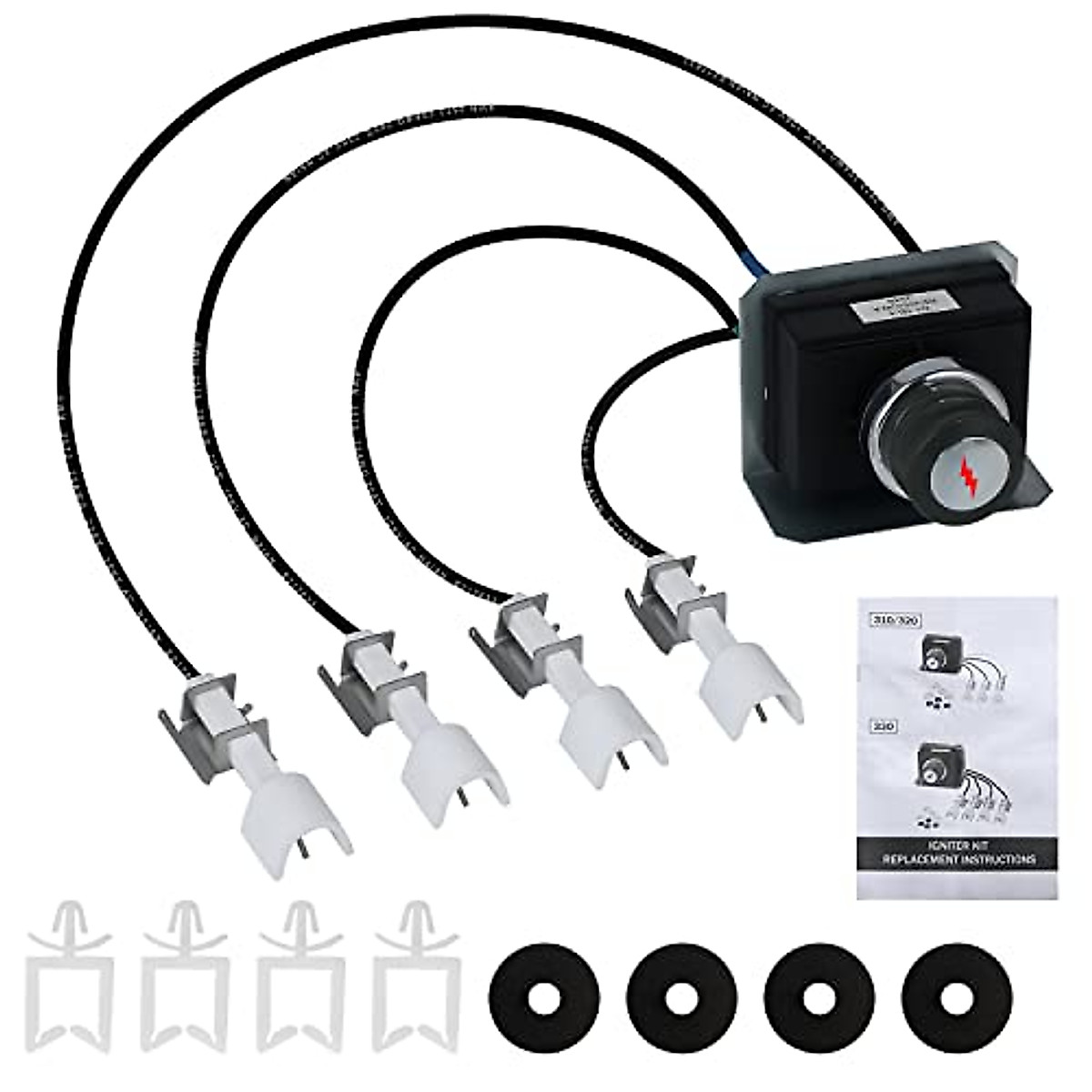 Apromise 7629 Grill Igniter Replacement - Upgraded Grill Igniters for Weber Genesis E/S/EP/CEP 330 Series Grills(2011-2016) with Front-Control | 4 Outlets